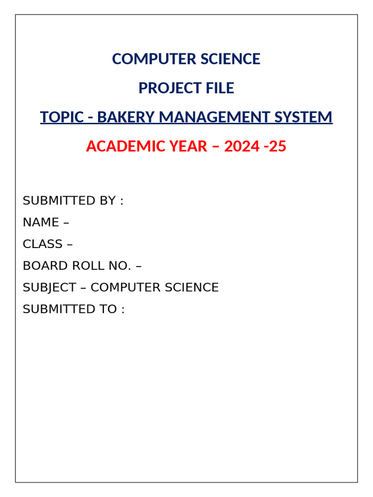 Bakery Management Project | PDF | Databases | My Sql