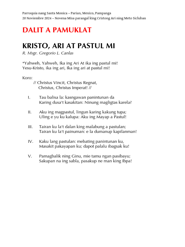 Novena Misa Parangal di Pampanga | PDF