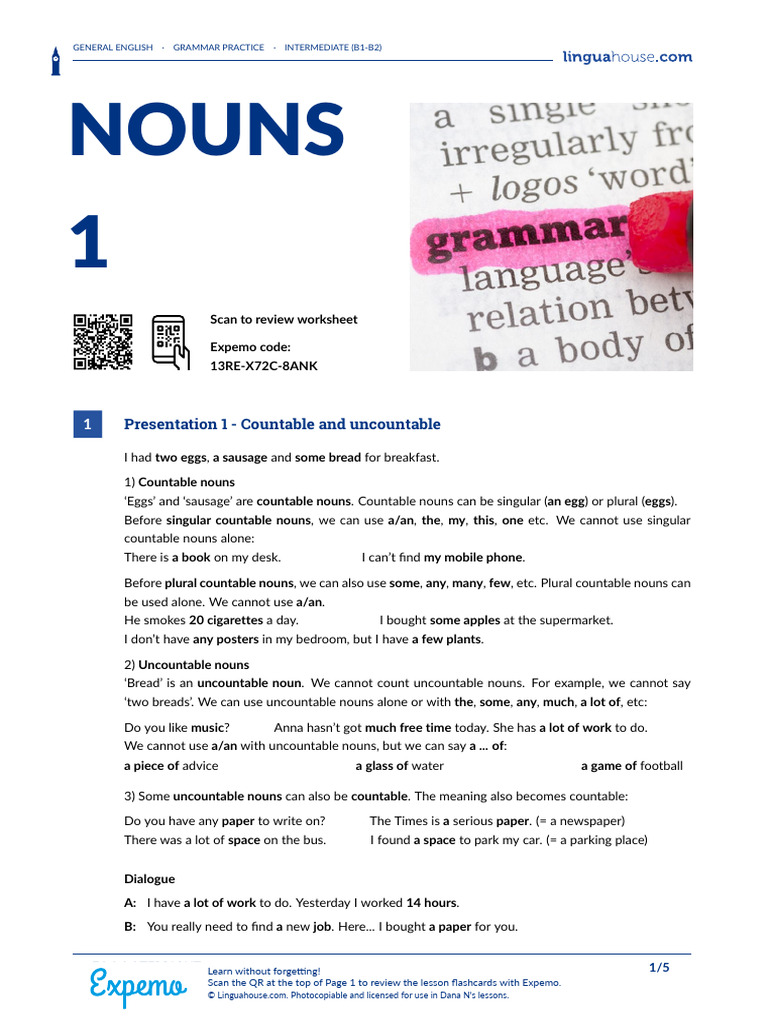 Nouns 1 British English Student Ver2 | PDF | Noun | Plural