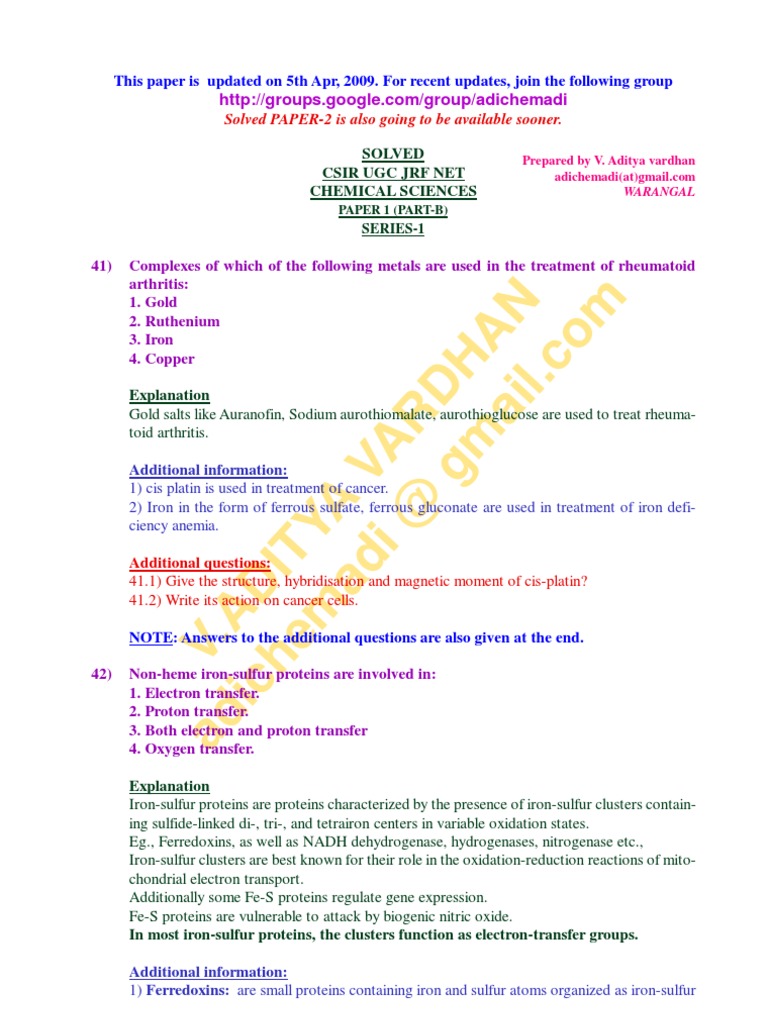 Csir Ugc JRF Net Chemistry Paper 1 (Part B) Series - 1 | PDF ...