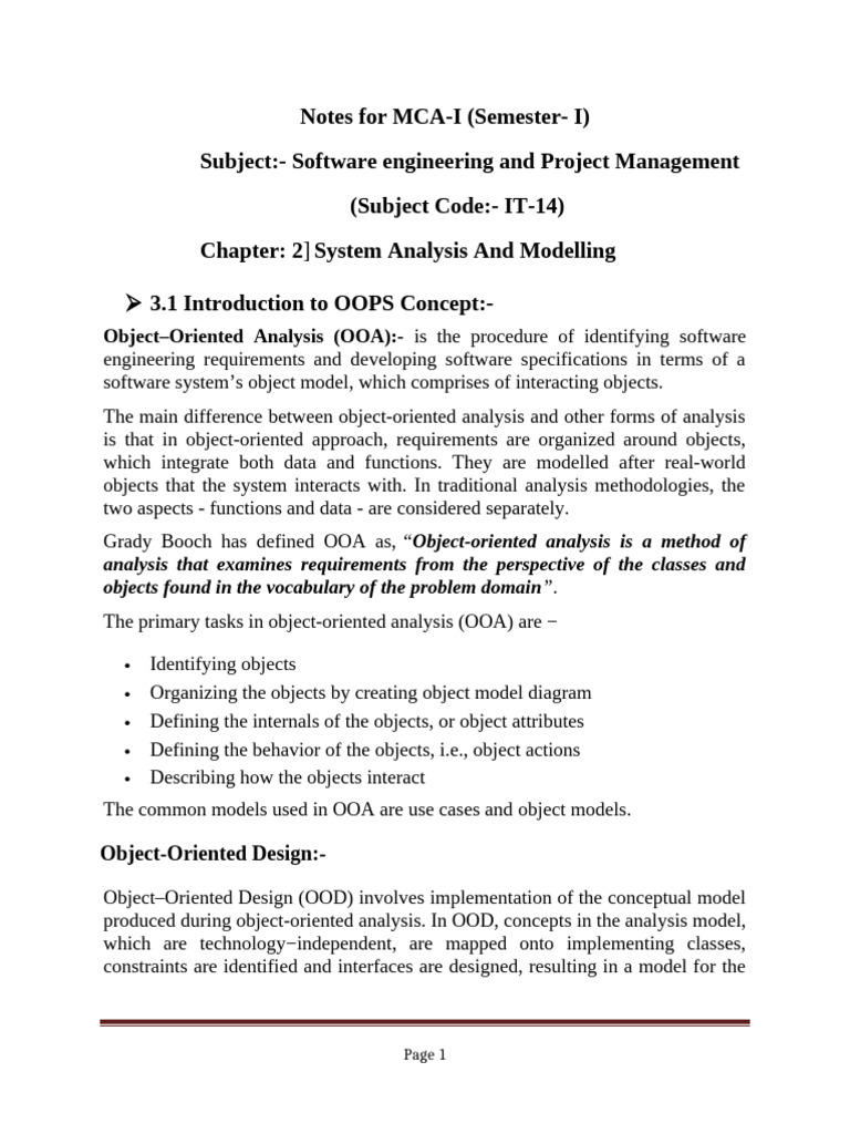 Chapter 2 System Analusis and Modelling | PDF | Object Oriented Programming | Class (Computer ...
