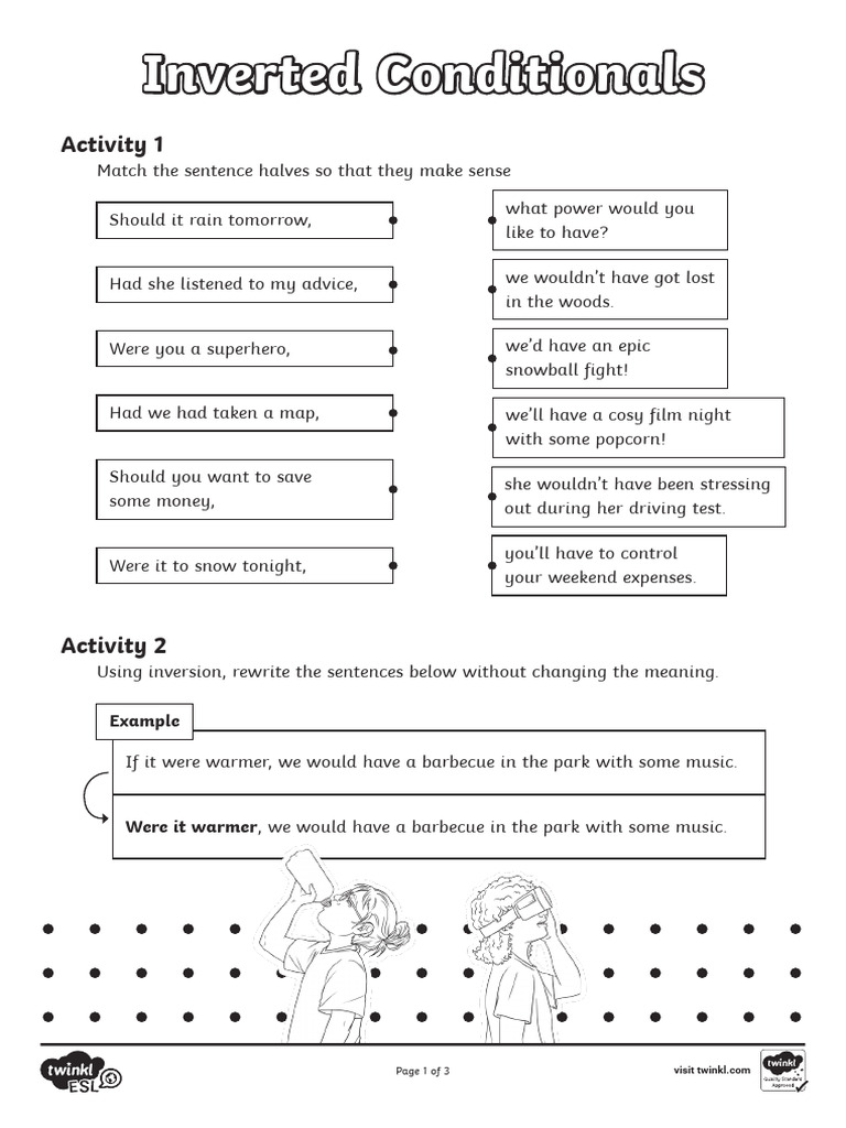T 1714970765b Esl Inverted Conditionals Activity Sheet Teens c1 Black ...
