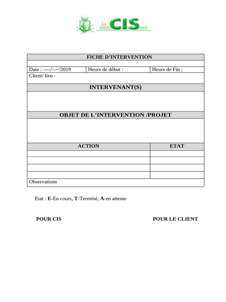 Fiche d'Intervention | PDF