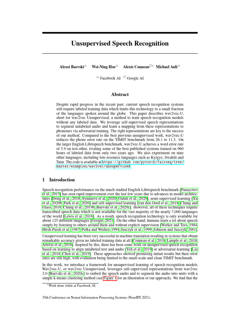 2384 Unsupervised Speech Recognitio | PDF | Speech Recognition | Cognitive Science