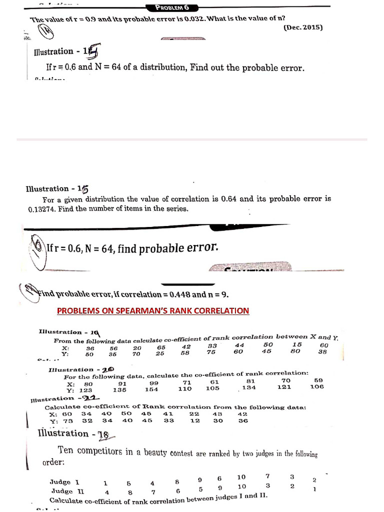 Problems On Probable Error and Rank Correlation | PDF