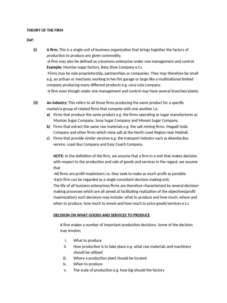 Theory of the Firm | PDF | Urbanization | Labour Economics