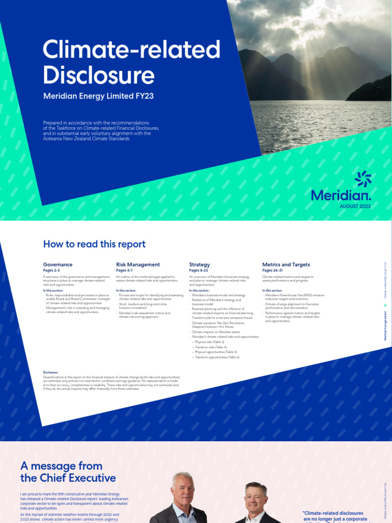 Meridian Energy Climate Disclosure FY23 | PDF | Risk | Risk Management