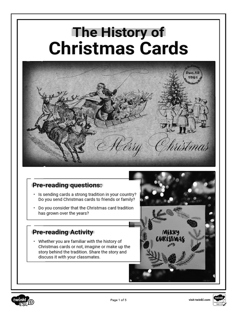 T 1728585488c Esl The The History of Christmas Cards Reading ...