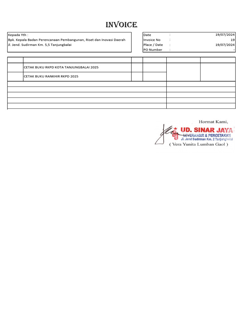 Invoice Untuk Bappeda Juli 2024 | PDF