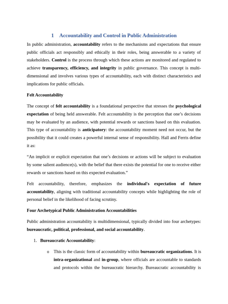 Pub Adm Acc&Control | PDF | Accountability | Corruption