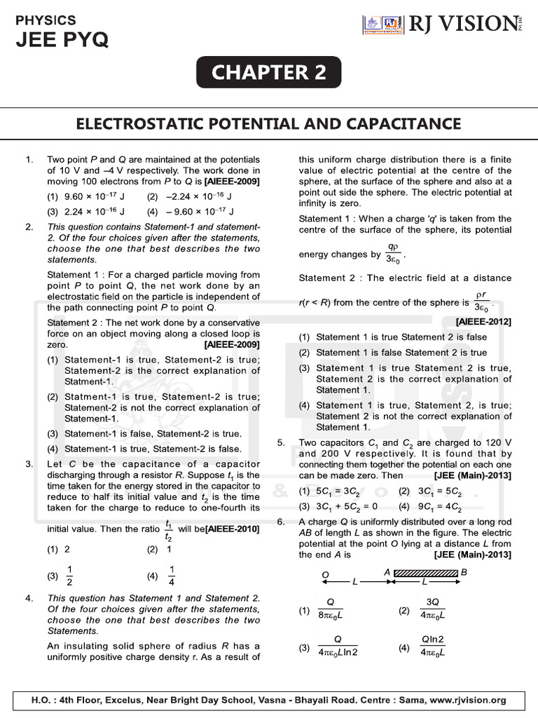 Ch 2 Electrostatic(Ques) | PDF