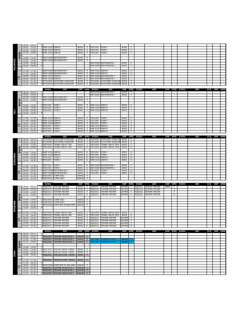 Insaat Ders Prog 2024 2025guz 2 | PDF