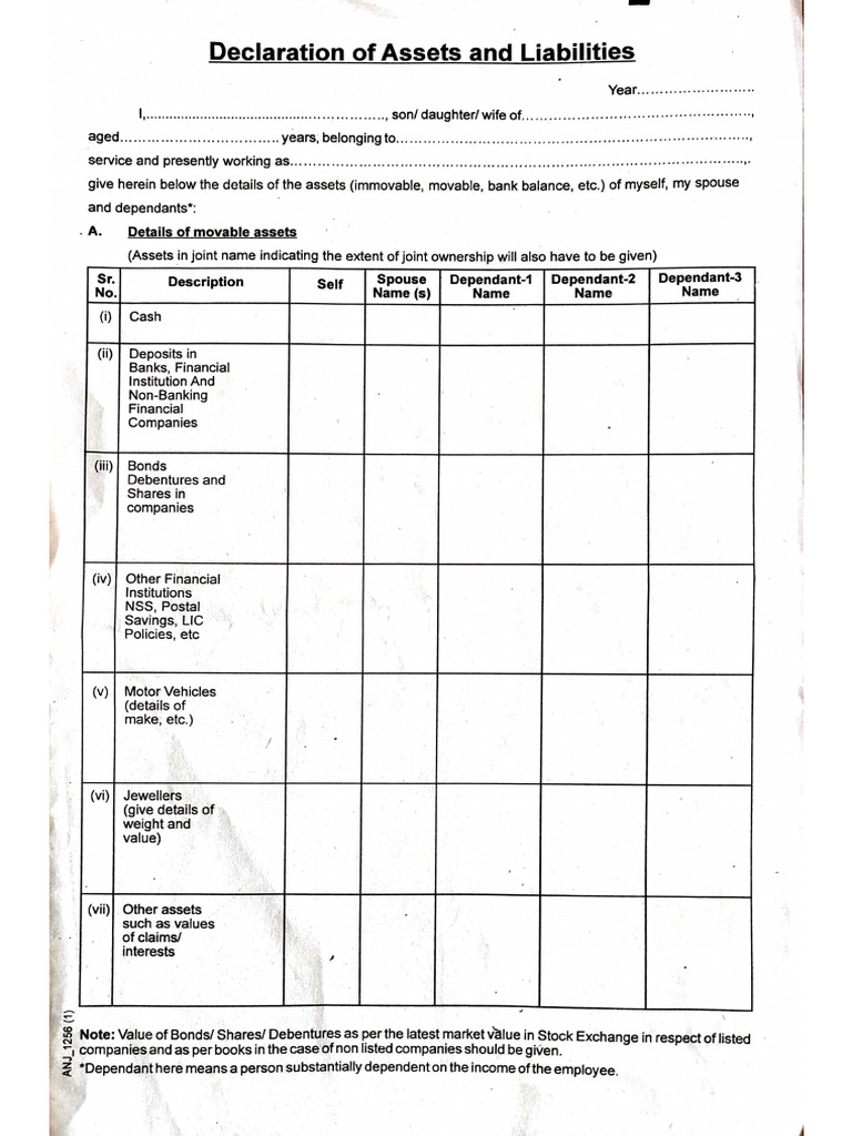 Assets Form | PDF