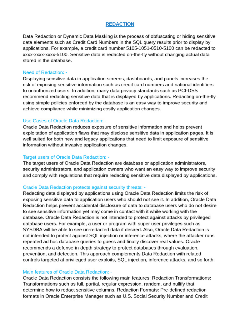 redaction document (1) | PDF | Databases | Computer Security