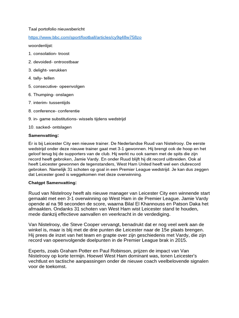 Engels News Article Language Portofolio | PDF