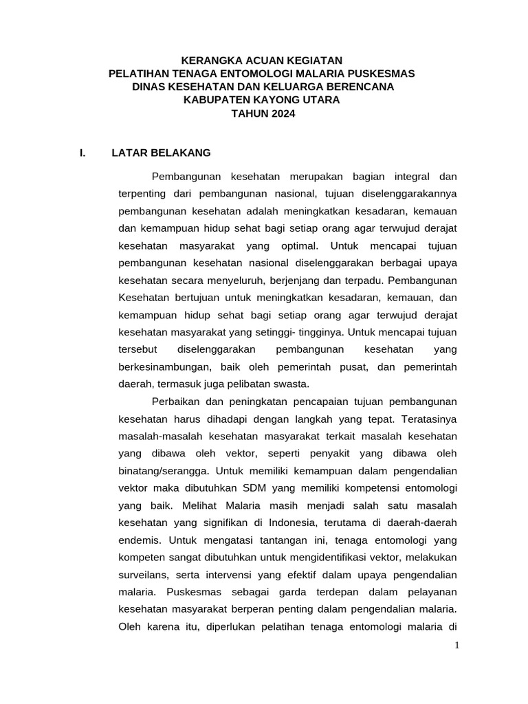 Kak Pelatihan Entomolog 2024 | PDF