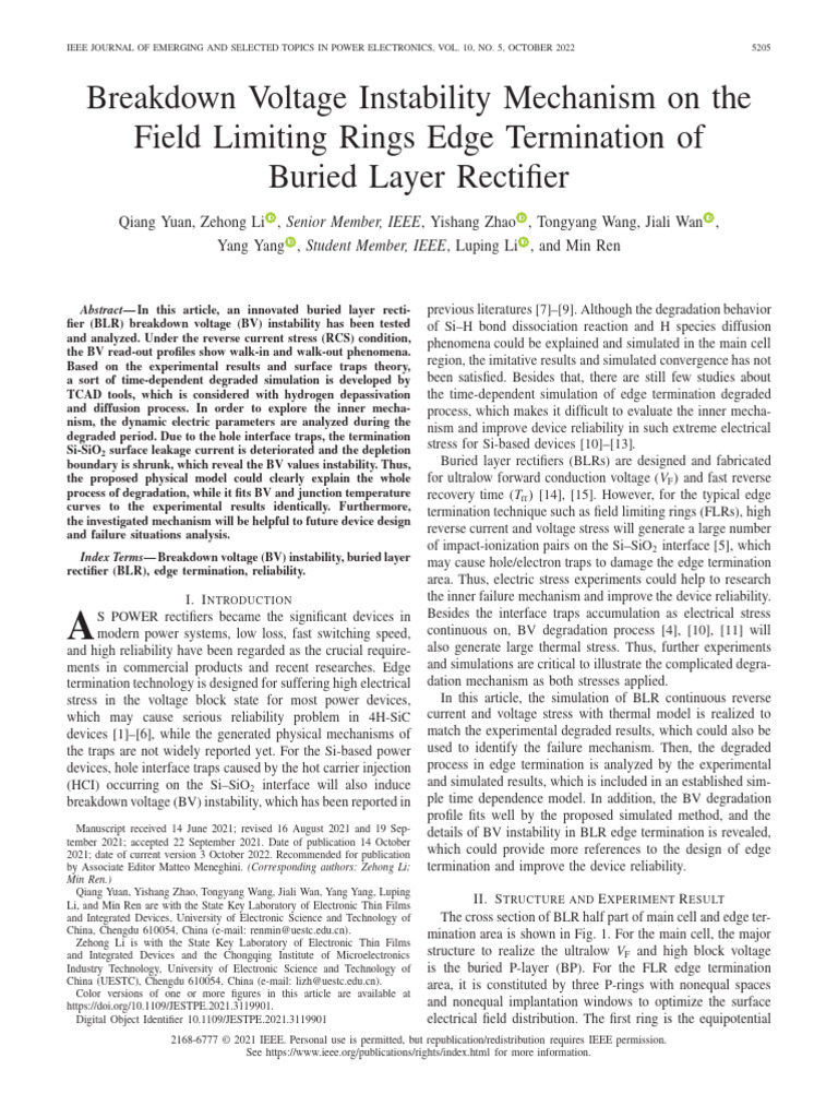 Breakdown Voltage Instability Mechanism On The Field Limiting Rings ...