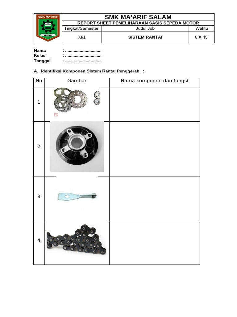 Report Sheet Sistem Rantai | PDF