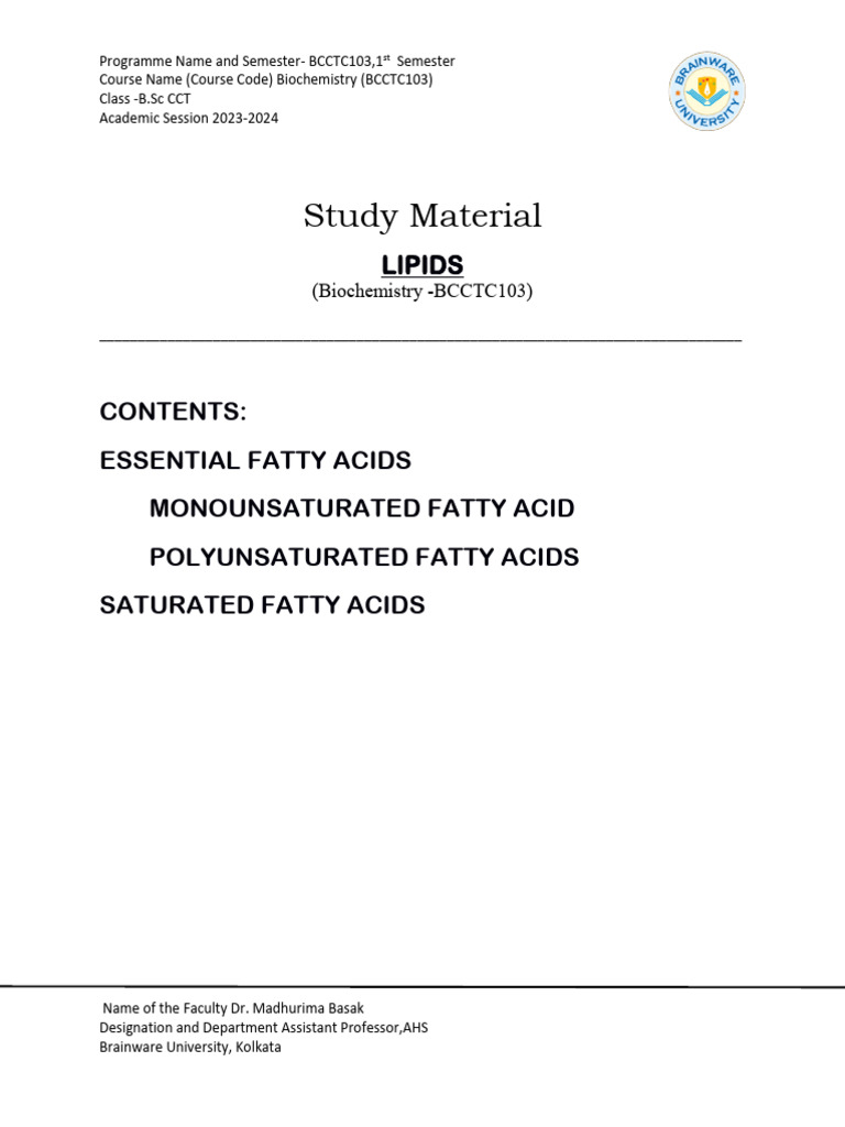 Lipid | PDF | Fatty Acid | Polyunsaturated Fat