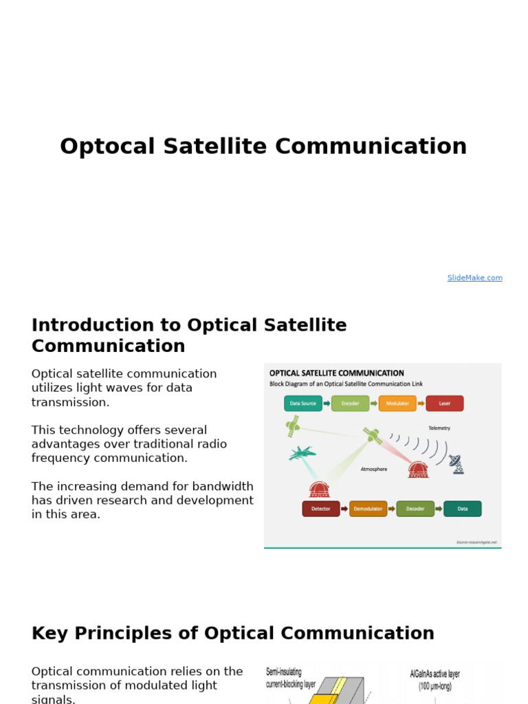 Optocal Satellite Communication | PDF | Telecommunications | Satellite