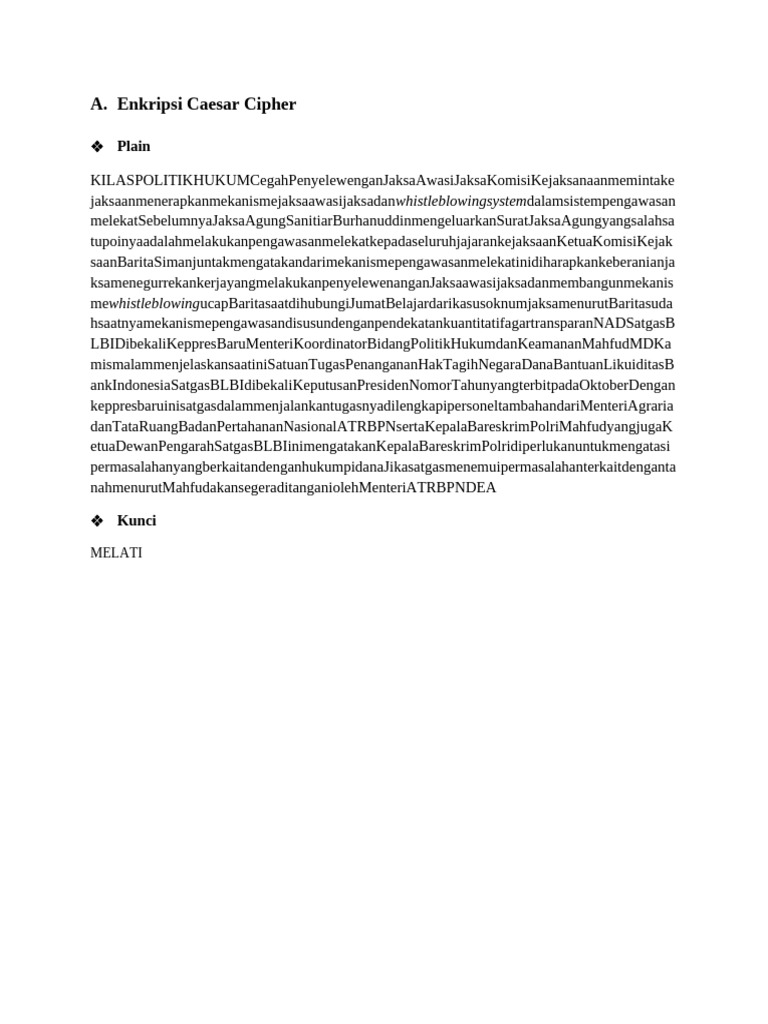 1 Enkripsi 150 Kata Caesar Cipher | PDF