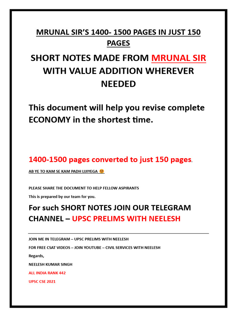 Mrunal Sir Short Notes | PDF