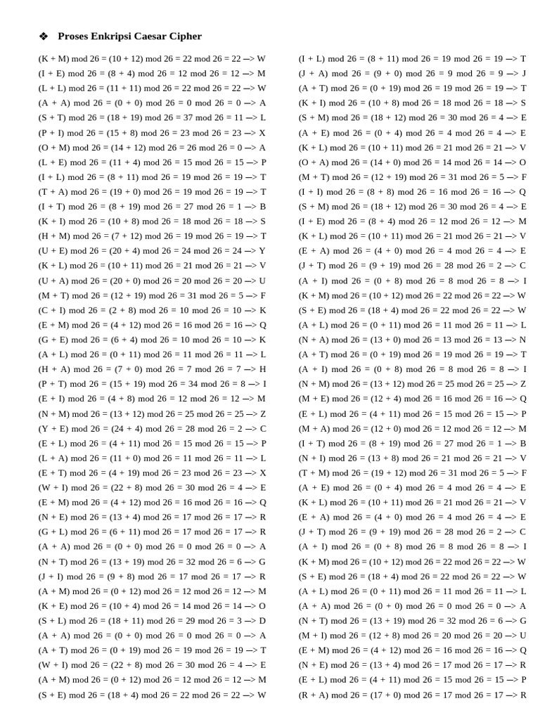 2 Proses Enkripsi 150 Kata Caesar Cipher | PDF