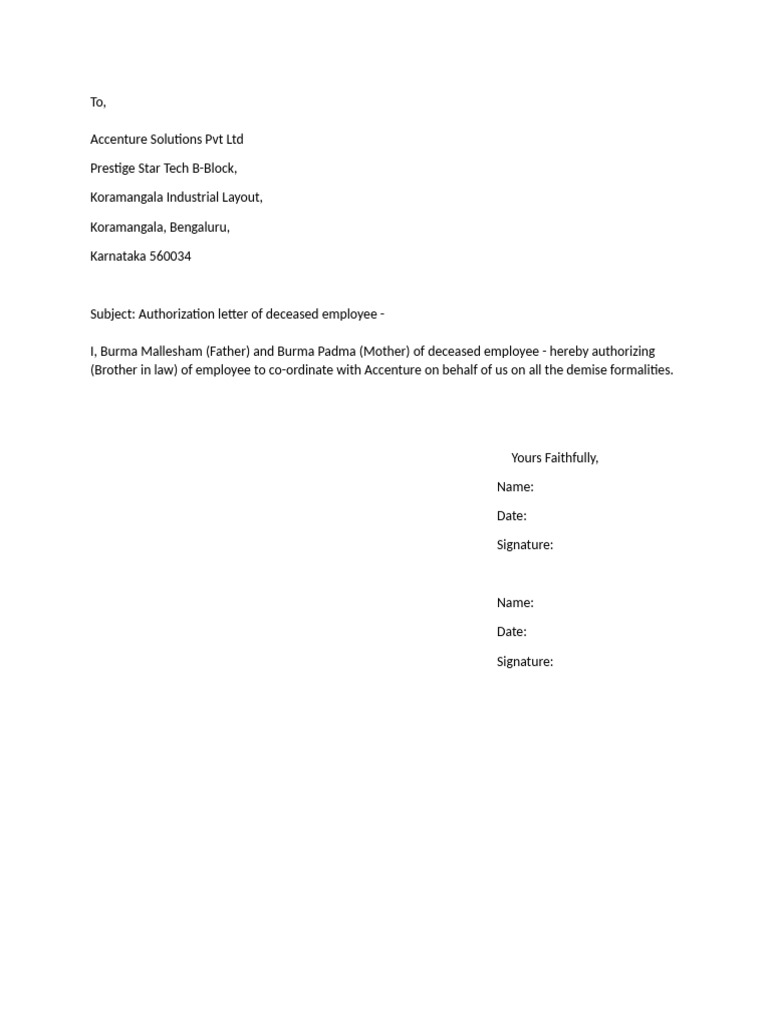 Authorization Letter Format | PDF