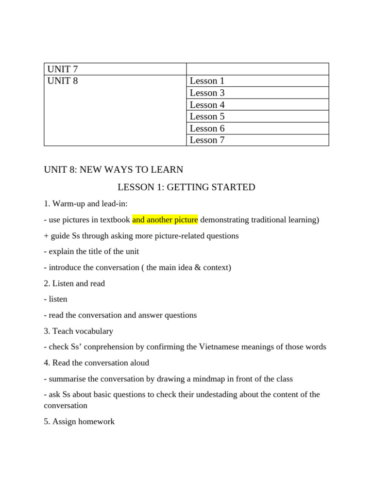 UNIT 7&8 | PDF | Reading Comprehension | Pedagogy
