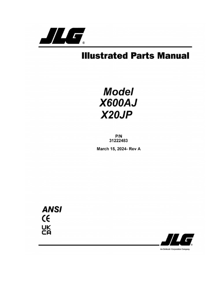 B X20JP X600AJ JLG Parts English | PDF | Manufactured Goods ...