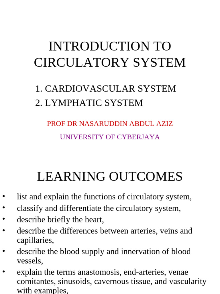 Overview of Circulatory and Lymphatic Systems | PDF | Lymphatic System ...