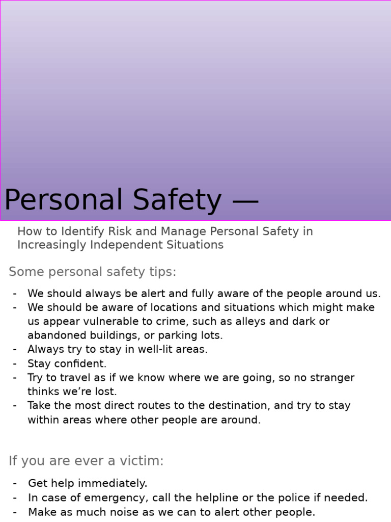 Personal Safety Tips and Strategies | PDF