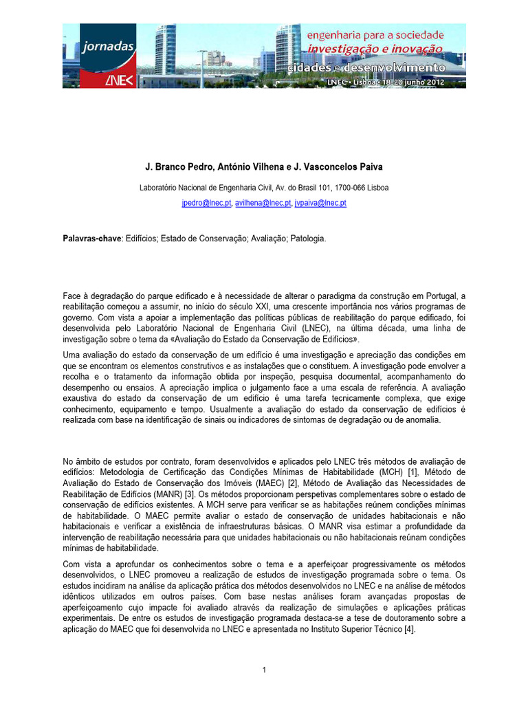Cn07 - Avaliação Do Estado de Conservação de Edifícios | PDF | Estado ...