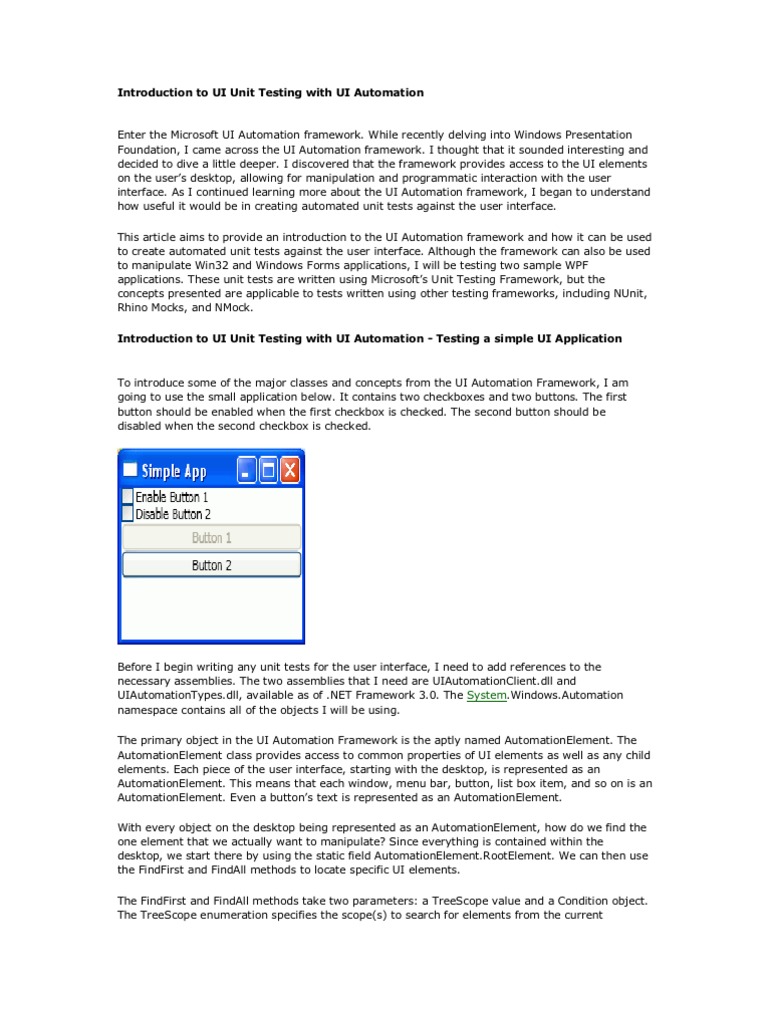 Introduction To UI Unit Testing With UI Automation | PDF | System ...