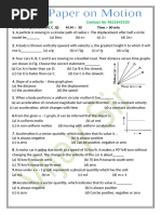 Grade 9 Practice Worksheet Motion | PDF | Acceleration | Velocity