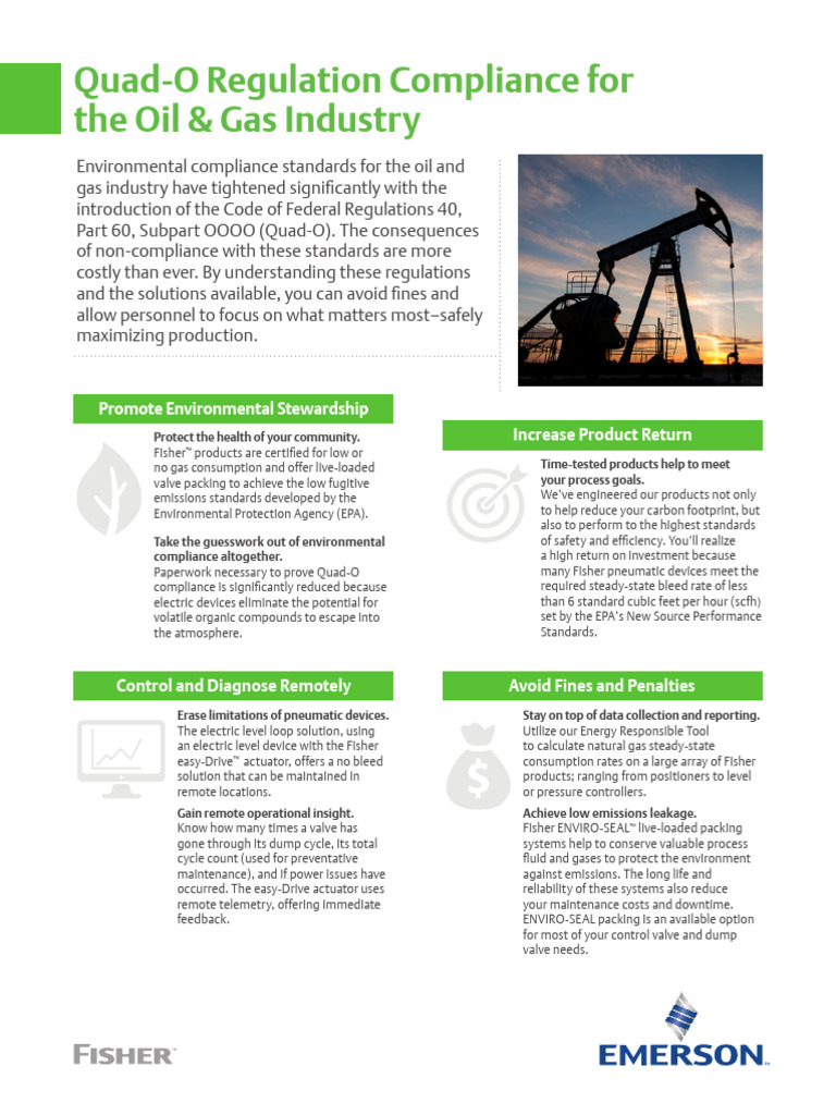 Brochure Flyer Quad o Regulation Compliance For Oil Gas Industry Fisher ...