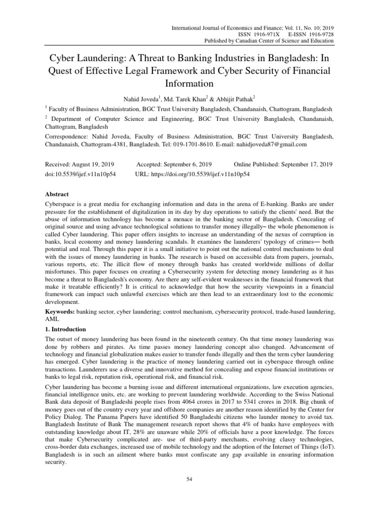 Cyber Laundering A Threat To Banking Ind | PDF | Computer Network ...