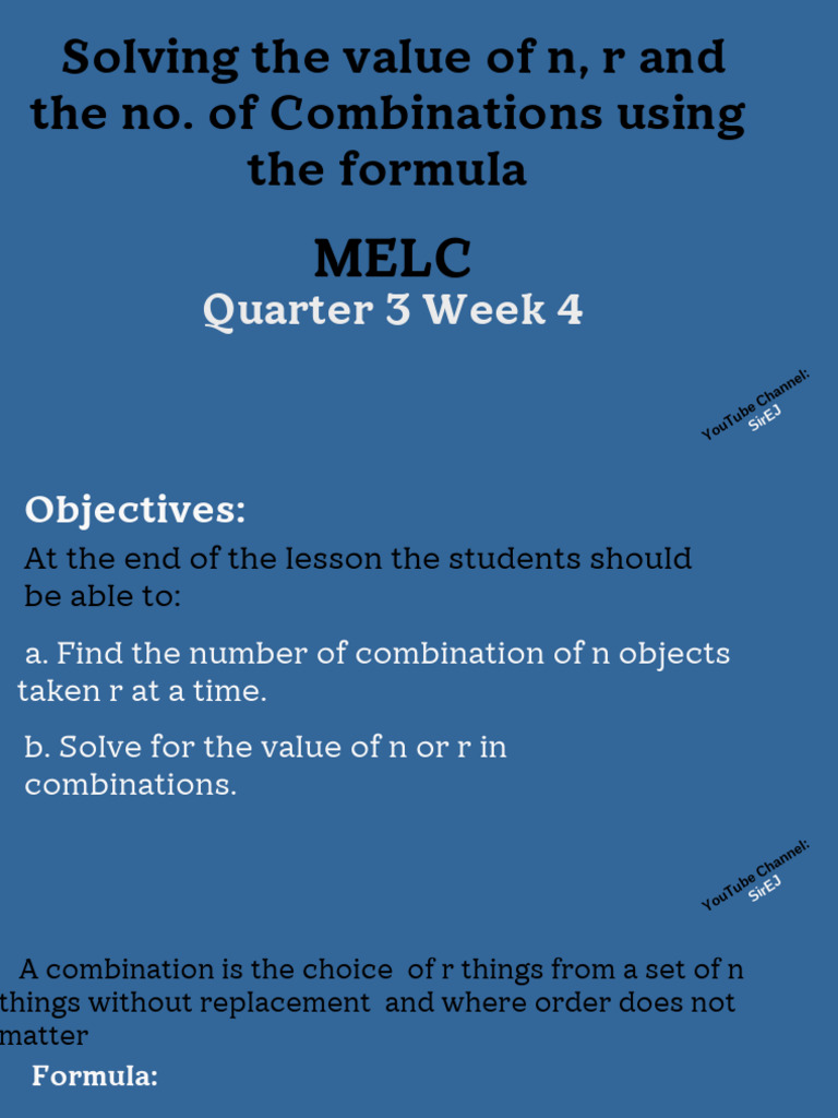 Quarter 3 Lesson 9 Combinations Formula 1.Pptx 20250106 124039 0000 | PDF