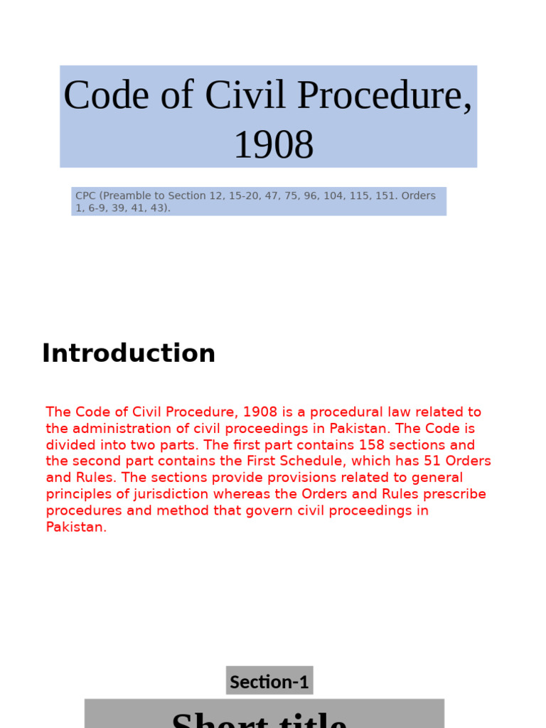 THE CODE OF CIVIL PROCEDURE, 1908 | PDF | Lawsuit | Decree