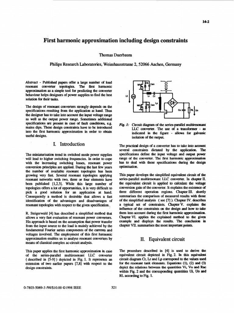 First Harmonic Approximation Including Design Constraints | PDF | Resonance | Power Supply