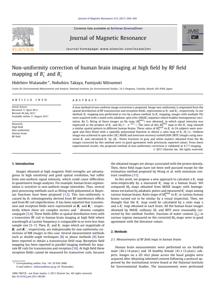 Hidehiro Watanabe - Non-Uniformity Correction of Human Brain Imaging at ...