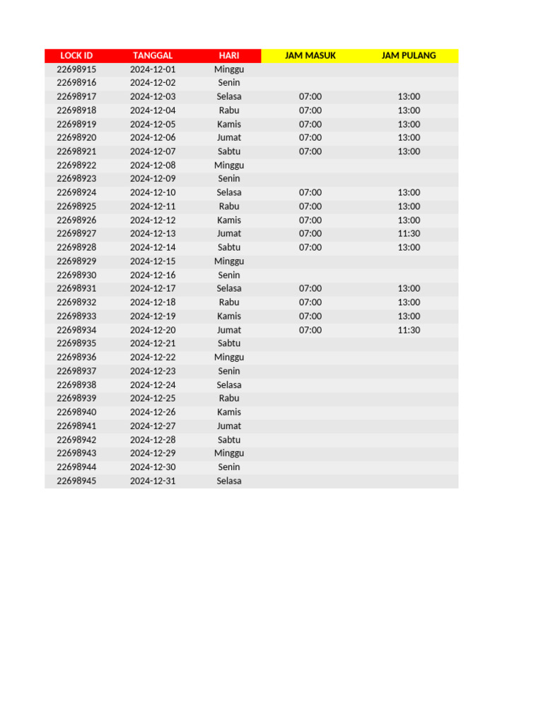 Template Absensi (7) | PDF