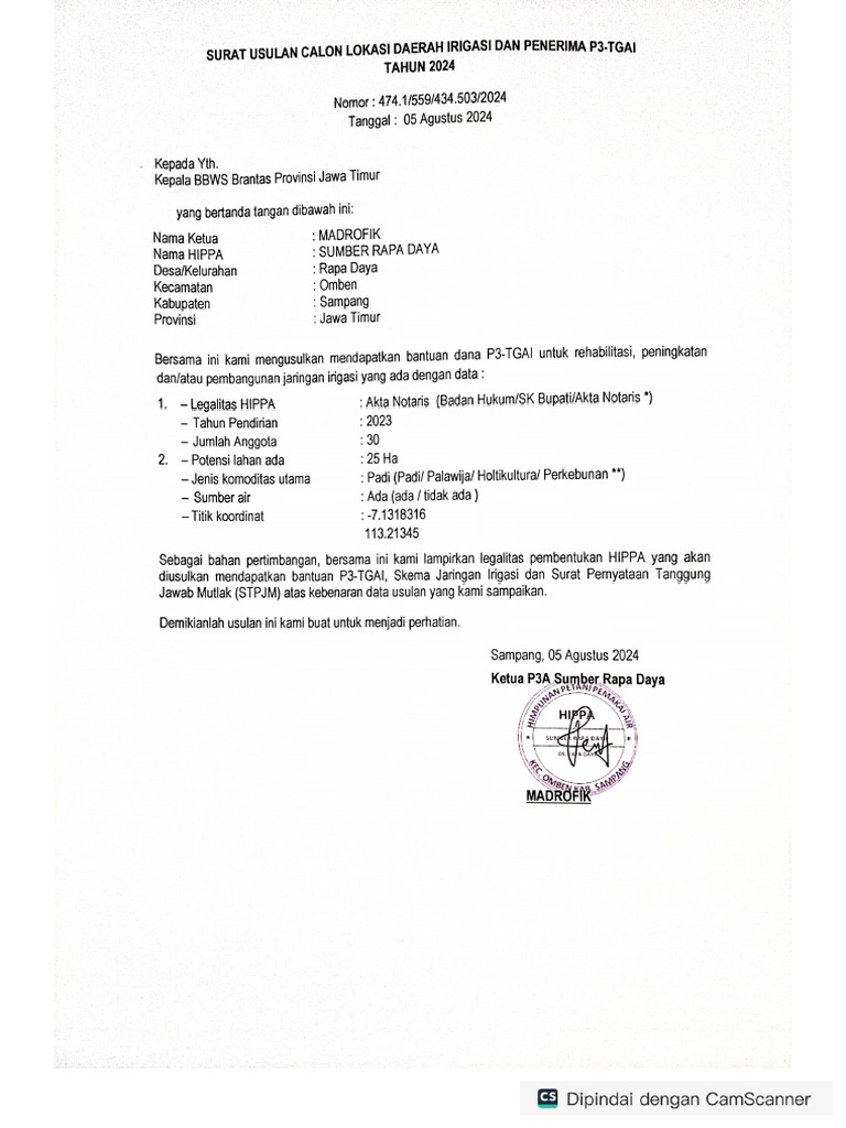 SPTJM P3a Sumber Rapa Daya Ds. Rapa Daya Kec. Omben | PDF