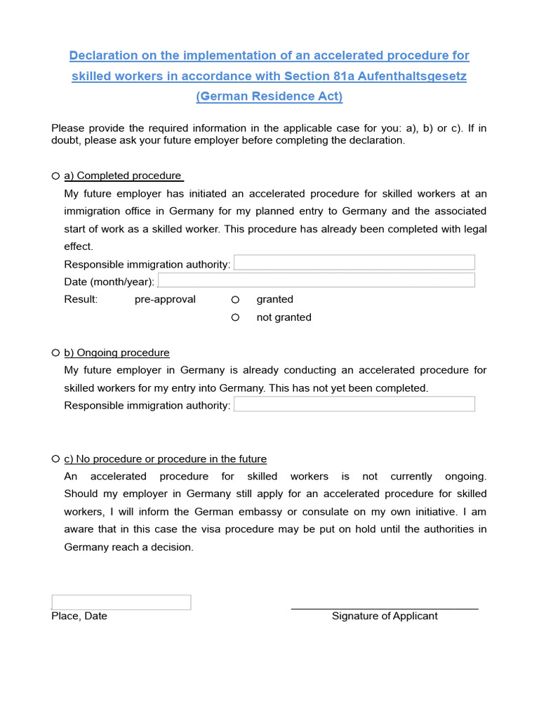 Declaration skill workers format | PDF