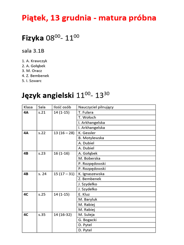 13 Grudnia J.angielski+fizyka | PDF