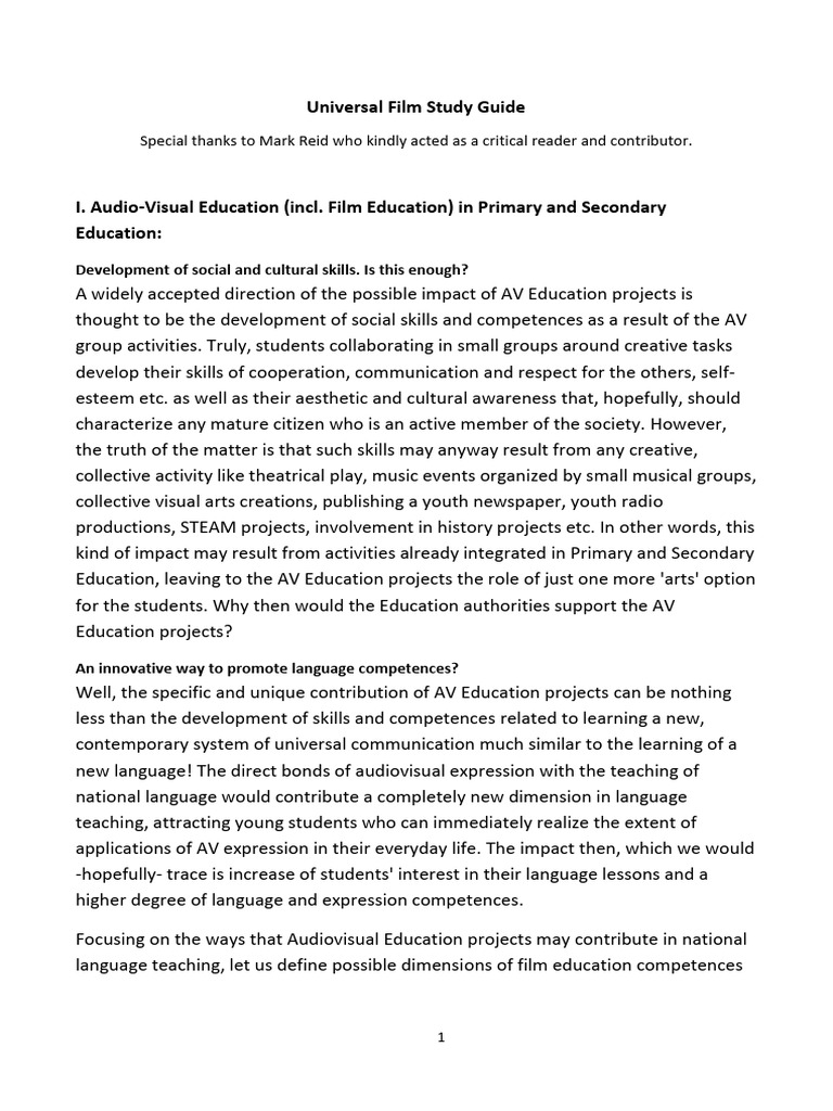 Universal Film Study Guide | PDF | Concept | Genre