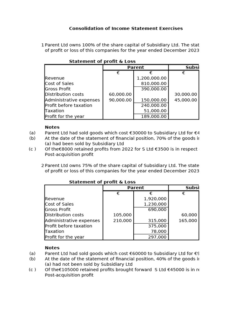 Income Statement Consolidation Guide | PDF | Income Statement | Economies