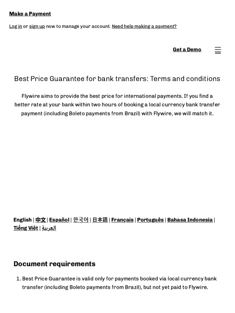 Términos y Condiciones Flywire | PDF | Payments | Wire Transfer