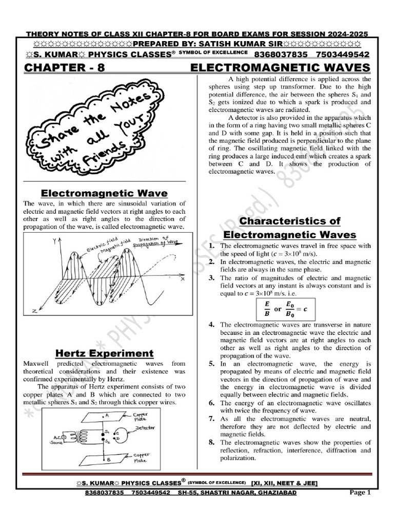 Xii CH-08 (Electromagnetic Waves) | PDF