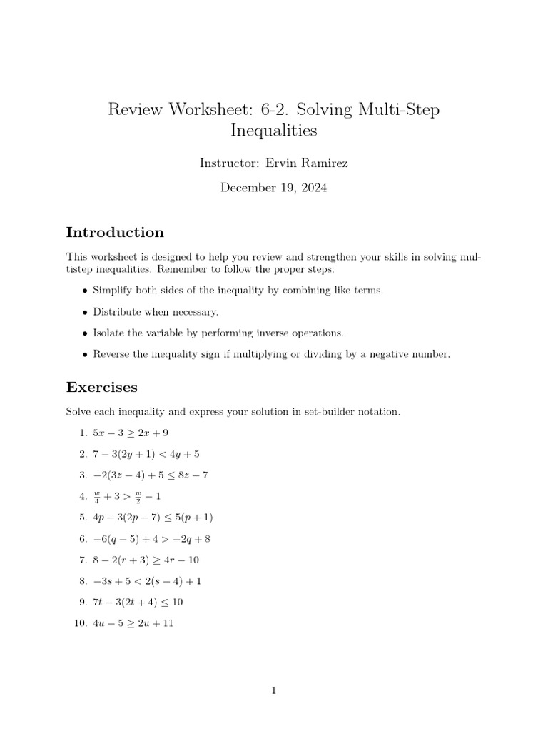Worksheet_6_2 (3) | PDF | Inequality (Mathematics) | Arithmetic